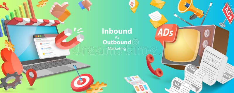 Inbound Vs Outbound Marketing Stock Illustrations – 120 Inbound Vs ...