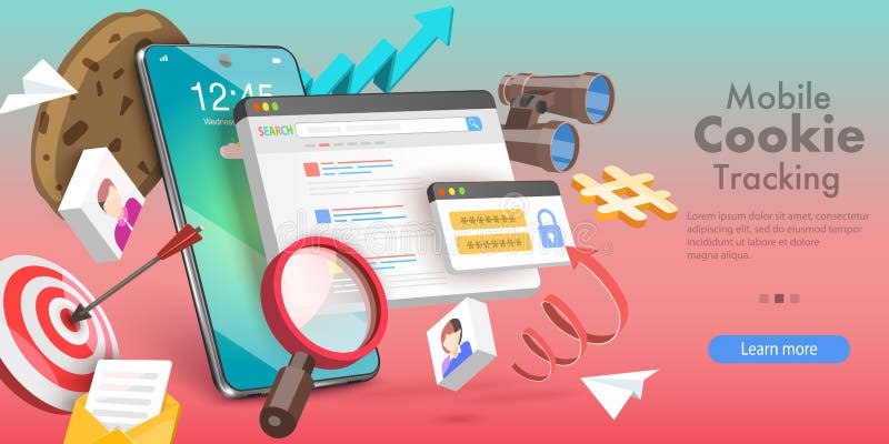 Web Cookie Tracking Flat Isometric Vector Concept. Stock Vector ...