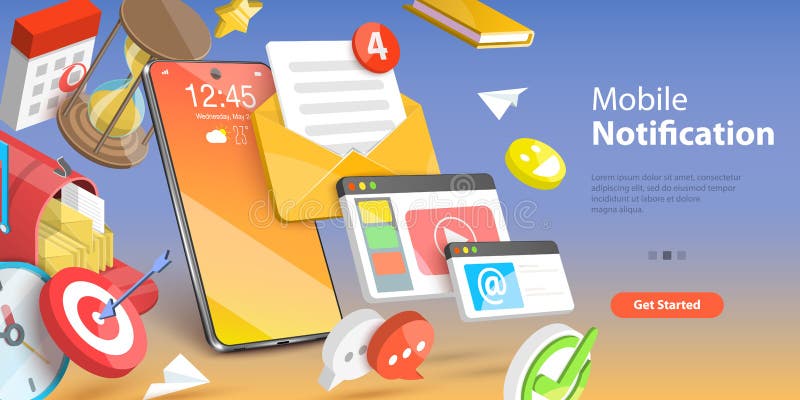 Mobile Notification icon stock vector. Illustration of designed - 225662412