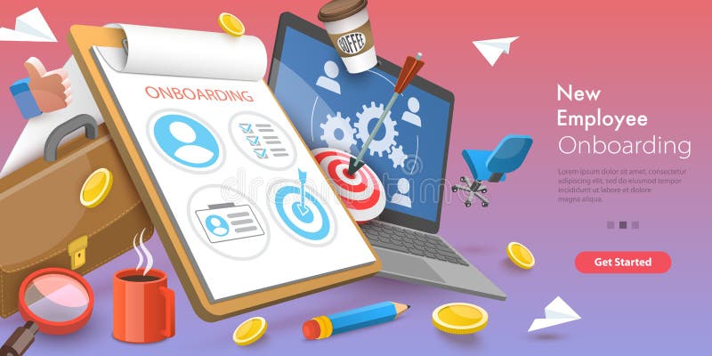 3D Vector Conceptual Illustration of New Employee Onboarding Stock ...