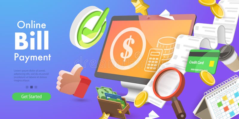 Online Bill Payment through the Computer Concept Stock Vector ...