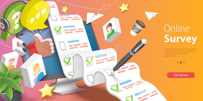 3D Vector Conceptual Illustration of Online Survey Stock Vector ...