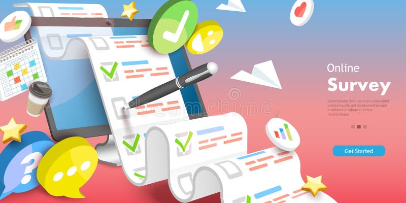 3D Vector Conceptual Illustration of Online Survey Stock Vector ...