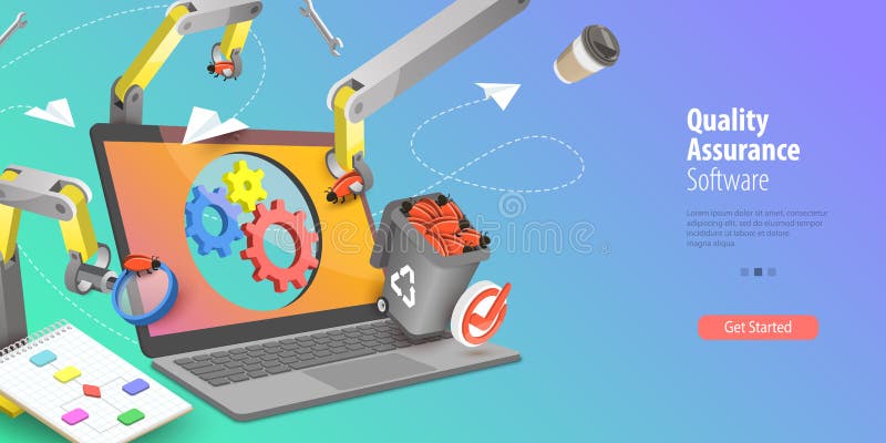 3D Vector Conceptual Illustration of Quality Assurance Software Stock ...