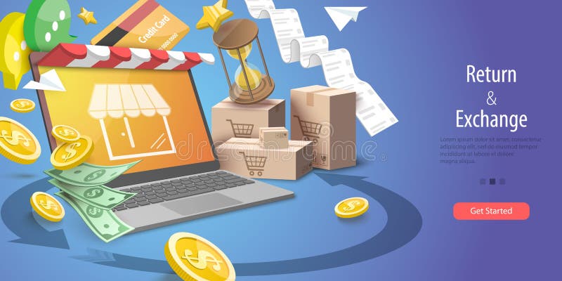 Product Exchange and Return Policy, Purchase Refunding. Stock Vector ...