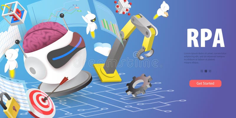 3D Vector Conceptual Illustration of RPA As Robotic Process Automation ...