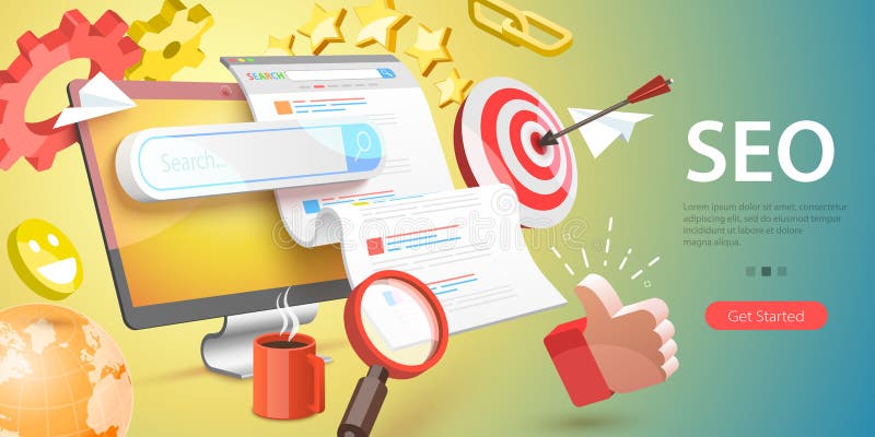 Website Optimization Infographic in 3D Style Stock Vector ...