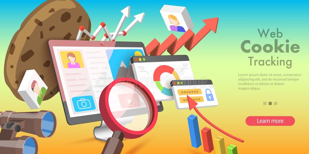 3D Vector Conceptual Illustration of Web Cookie Tracking. Stock Vector ...