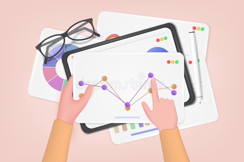 3d Vector Data Analytics Concept. Hand Holding Data Chart Over the ...