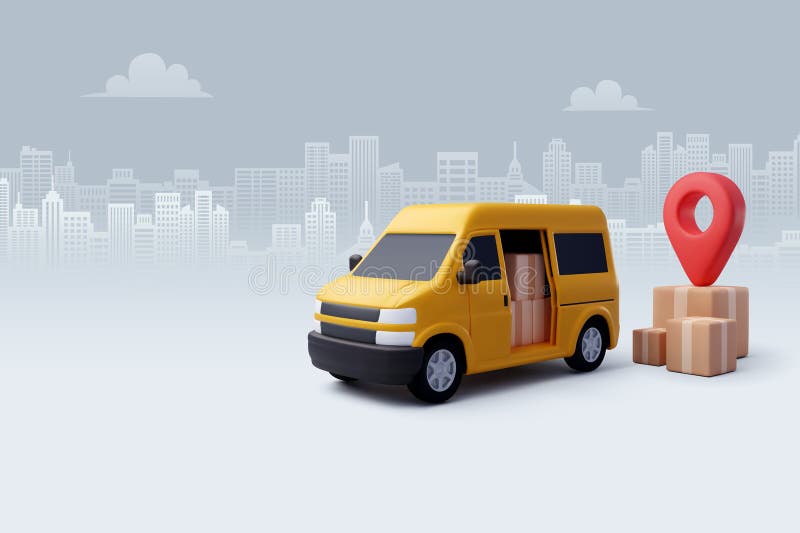 3d Vector Delivery Van with Box Cargo, Delivery and Online Shopping ...