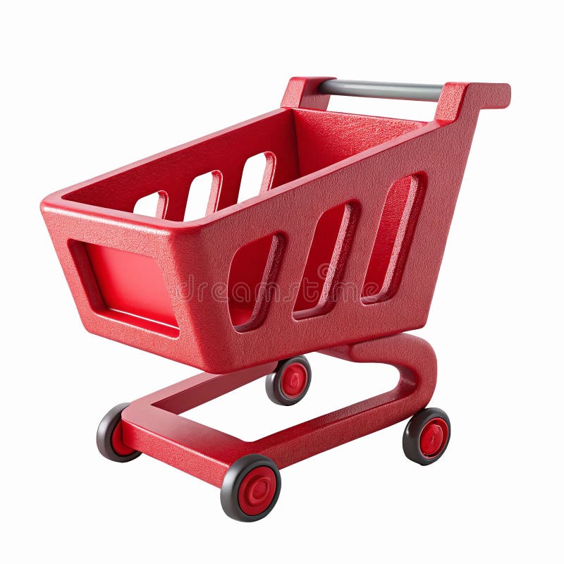 Red Shopping Cart 3D Vector Design for Retail and E-Commerce ...