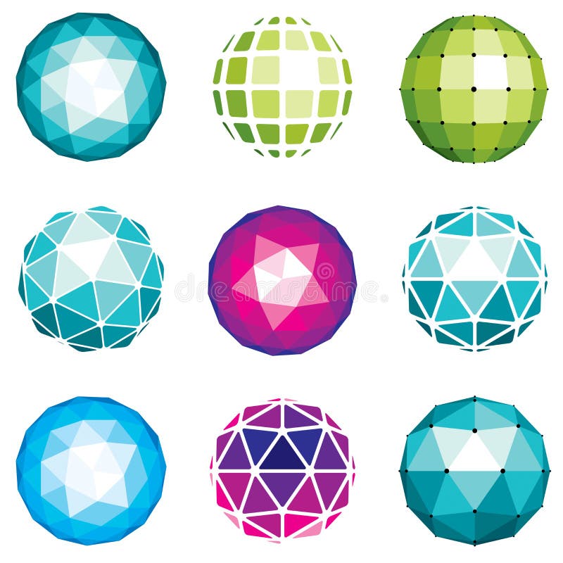 3d Vector Digital Spherical Objects Made Using Different Geometric ...