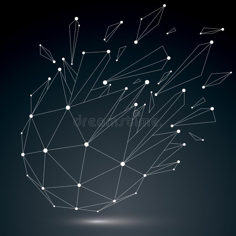3d Vector Digital Wireframe Object Broken into Different Particles and ...