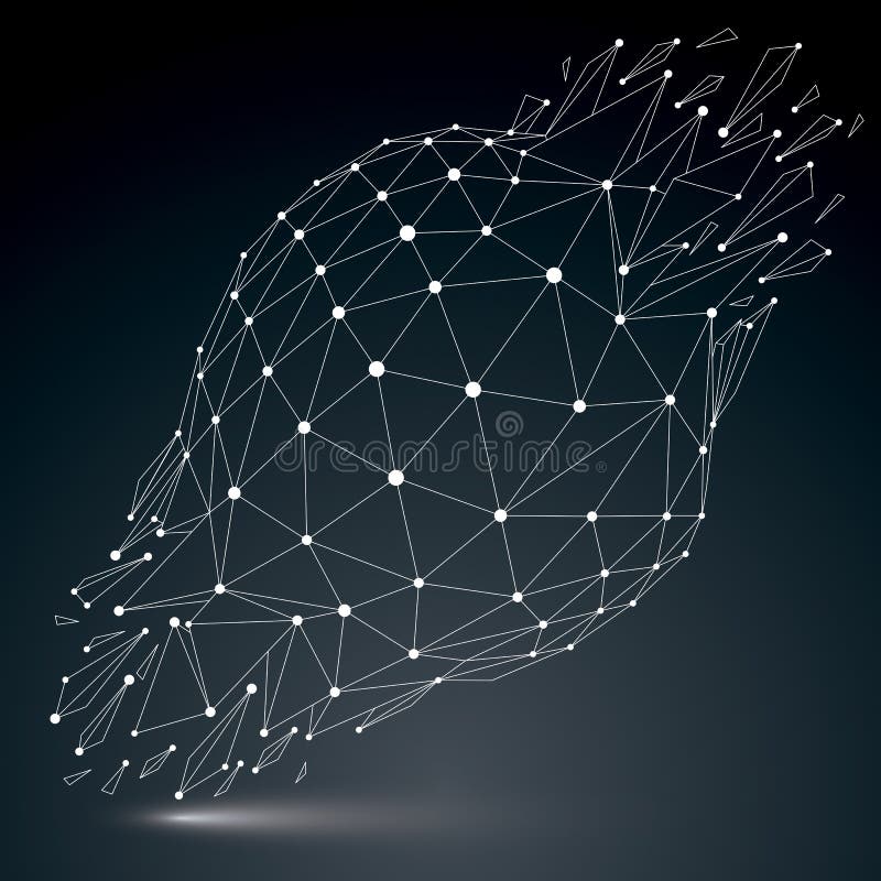 3d Vector Digital Wireframe Object Broken into Different Particles and ...