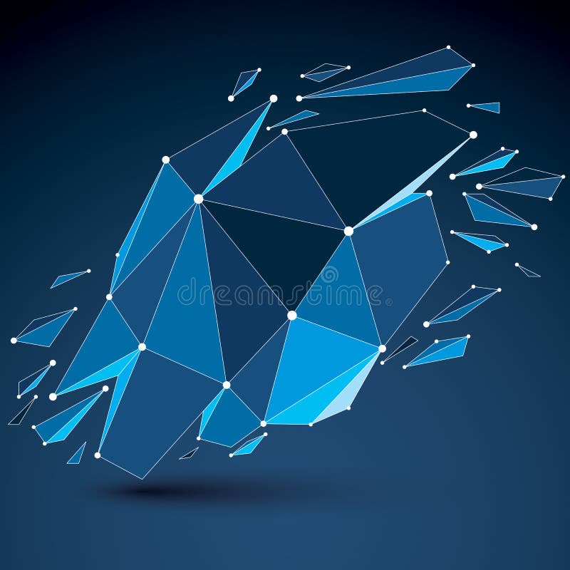 3d Vector Digital Wireframe Object Broken into Different Stock Vector ...