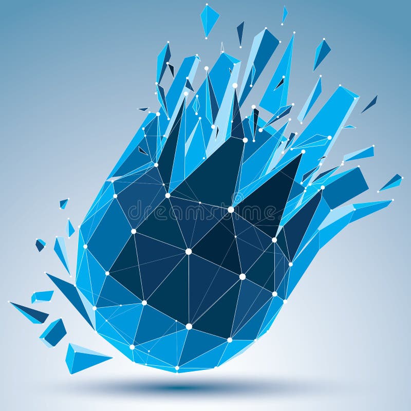 3d Vector Digital Wireframe Spherical Object Broken into Different ...