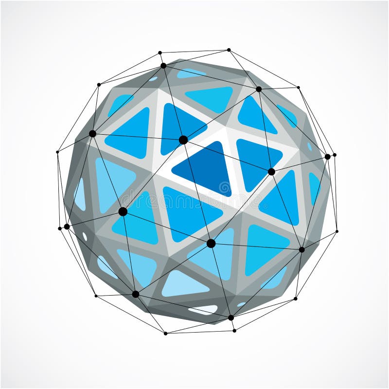 3d Vector Digital Wireframe Spherical Object Made Using Triangular ...