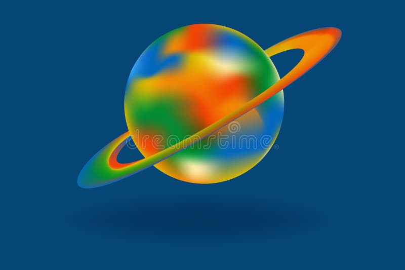 3D Vector Form of Planet Saturn in Rainbow Heat Map Colors Gradient on ...