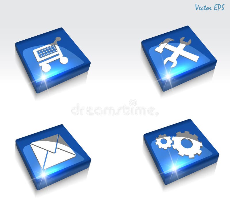 3d Vector Glossy Setting and Repair Web Icon Set Stock Vector ...