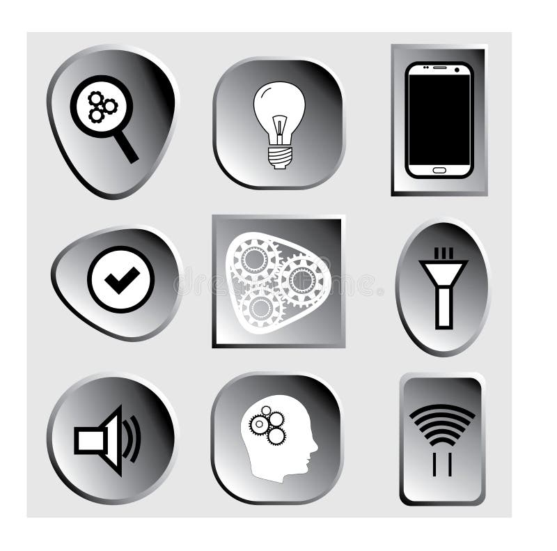 3D Vector Grey Icons or Image Stock Vector - Illustration of white ...