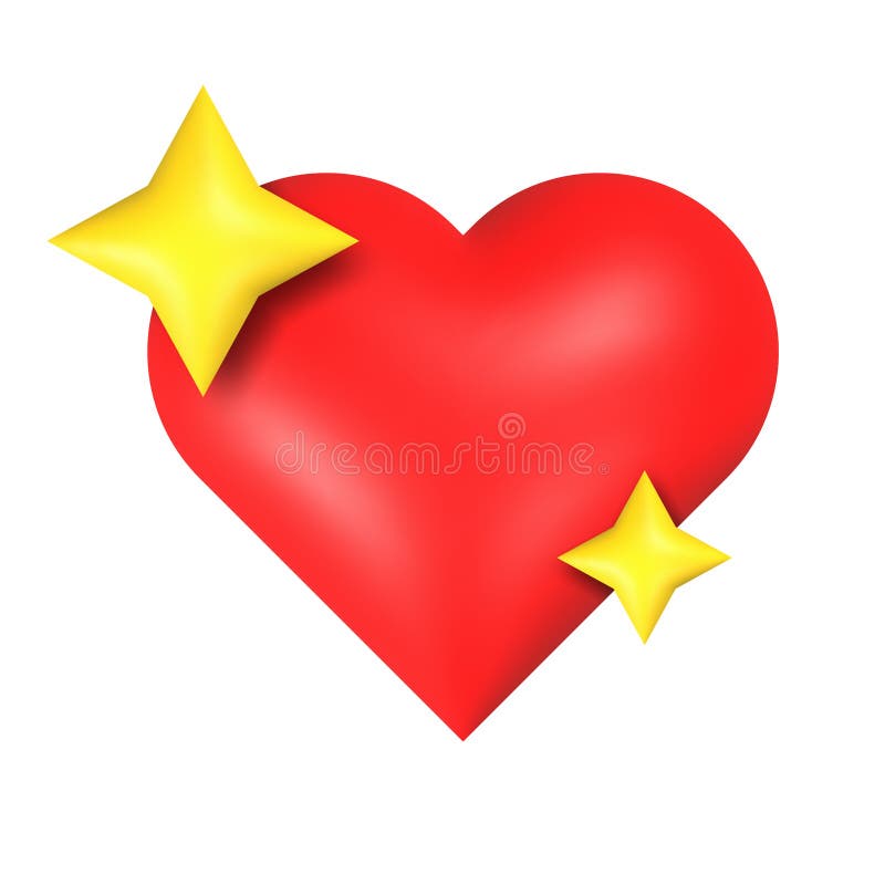 3d Vector Heart with Shiny Star Sparkles Stock Vector - Illustration of ...