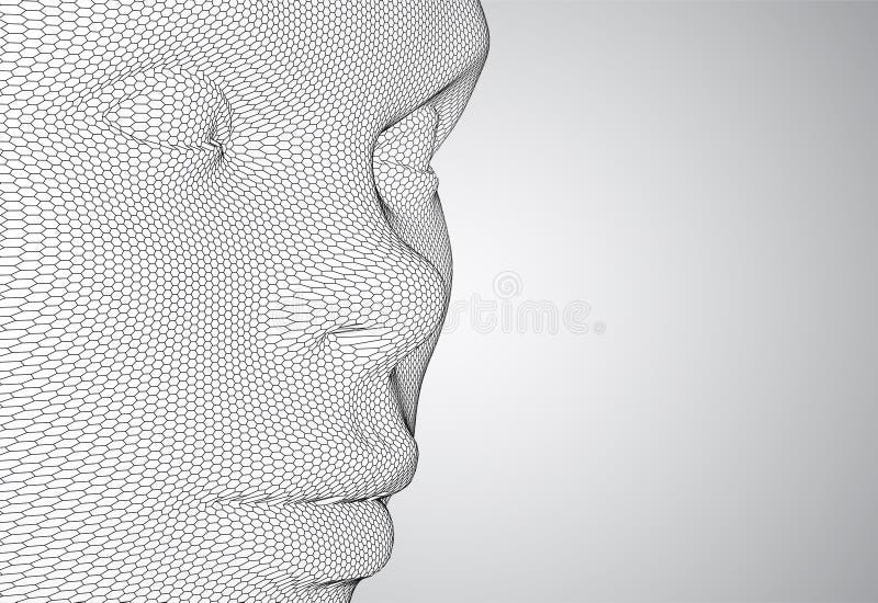 3d Vector Hexagon Female Face Stock Vector - Illustration of line, path ...
