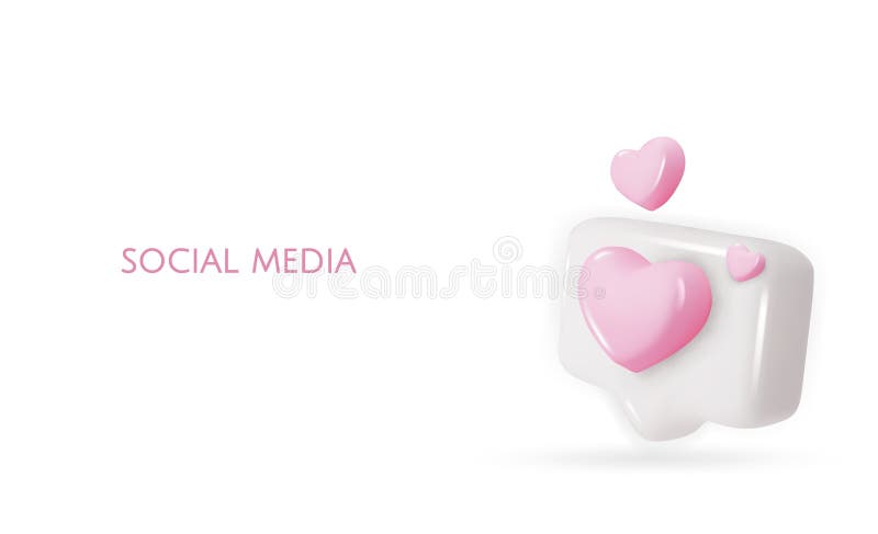 3d Vector Icon Message Dialog Button with Heart. Realistic Elements for ...