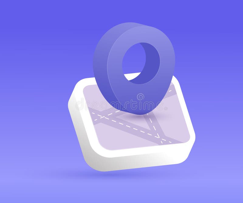 3d Vector Icon Purple Maps Navigation New Idea Concept Design Stock ...