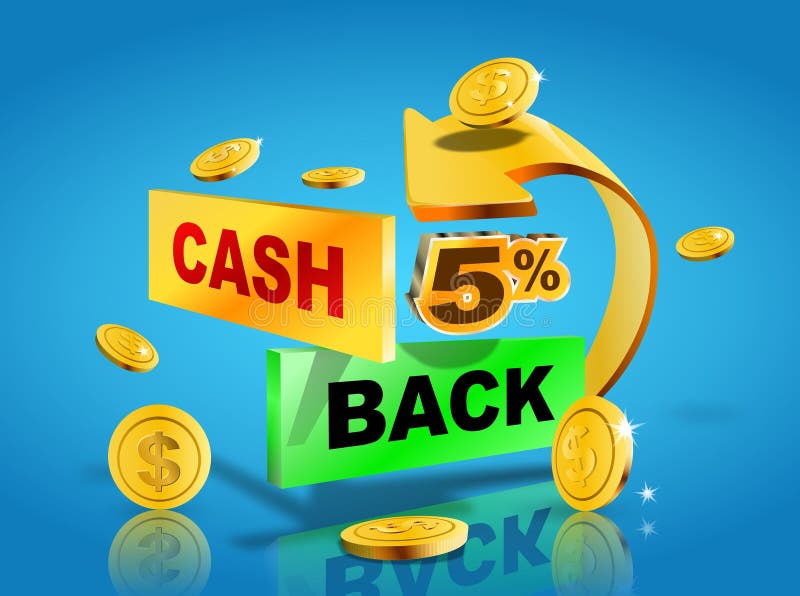 3d Vector Illustration of Five Percent Cash Back Stock Illustration ...
