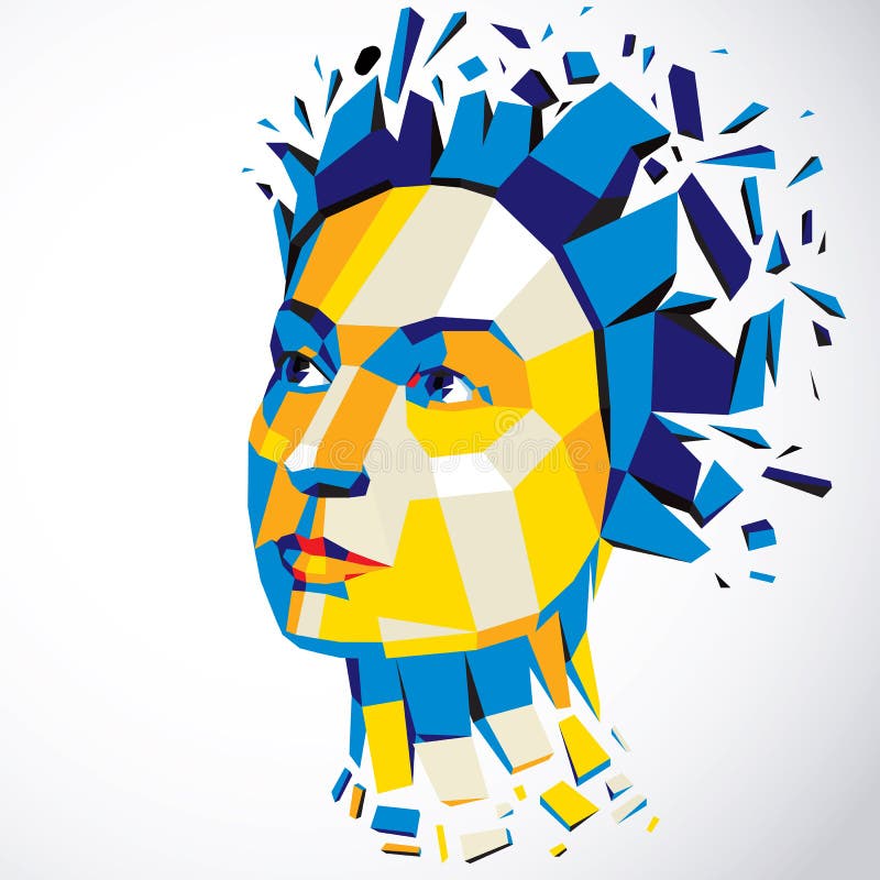 3d Vector Illustration of Human Head Created in Low Poly Style. Stock ...