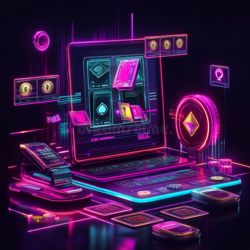 3d Vector Illustration of a Laptop with Abstract Technology Background ...