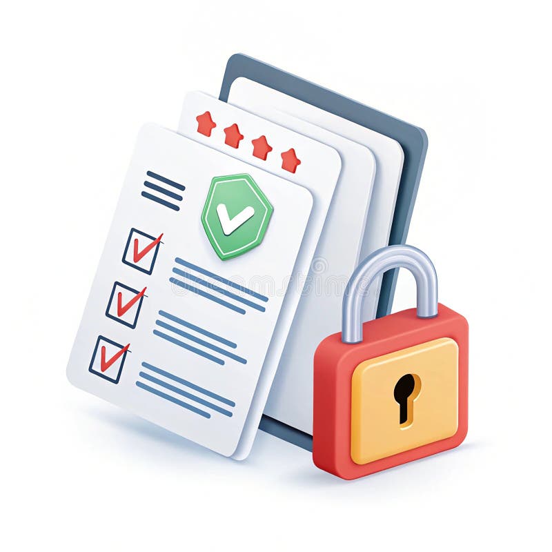 Locked File Security Icon 3D Vector Stock Illustration - Illustration ...