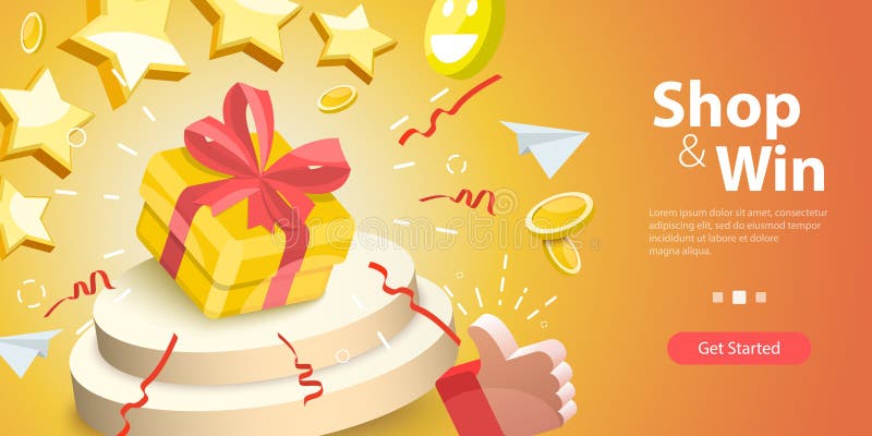 3D Vector Illustration of Shop and Win Stock Illustration ...
