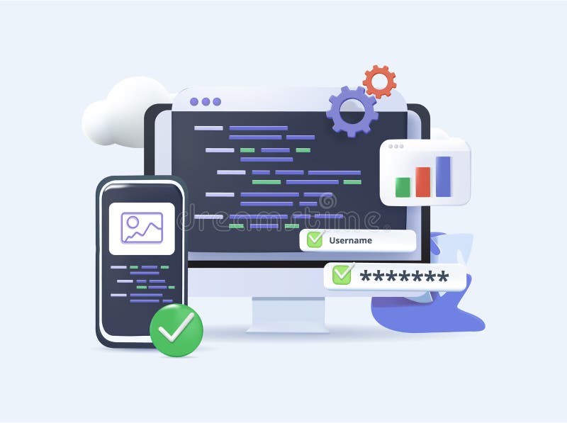 3D Vector Illustration Web Page Design Development. Mobile App Websites ...