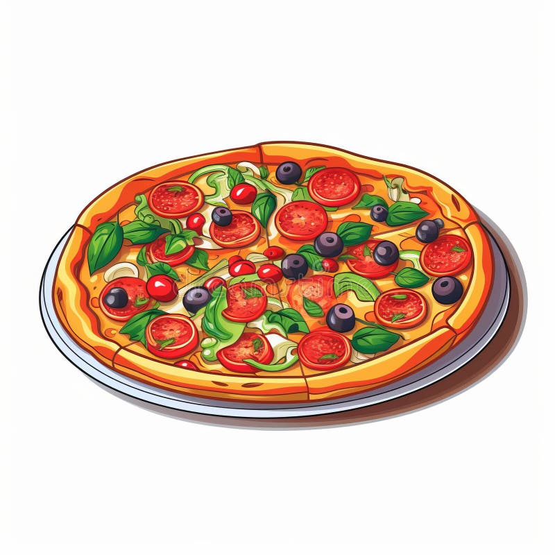 Vector Pizza Image on White Background Stock Illustration ...