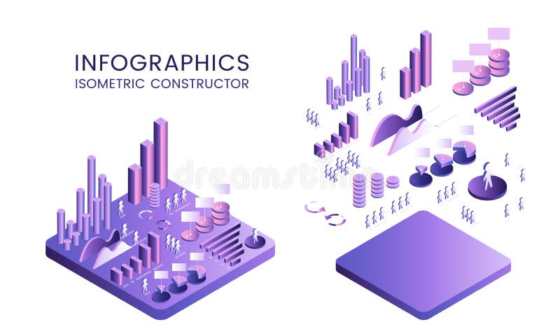 3d Vector Isometric Diagram of the Concept of Growth and Distribution ...