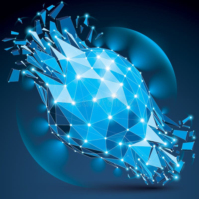 3d Vector Low Poly Complicated Object with Sparkles and Lens Cir Stock ...