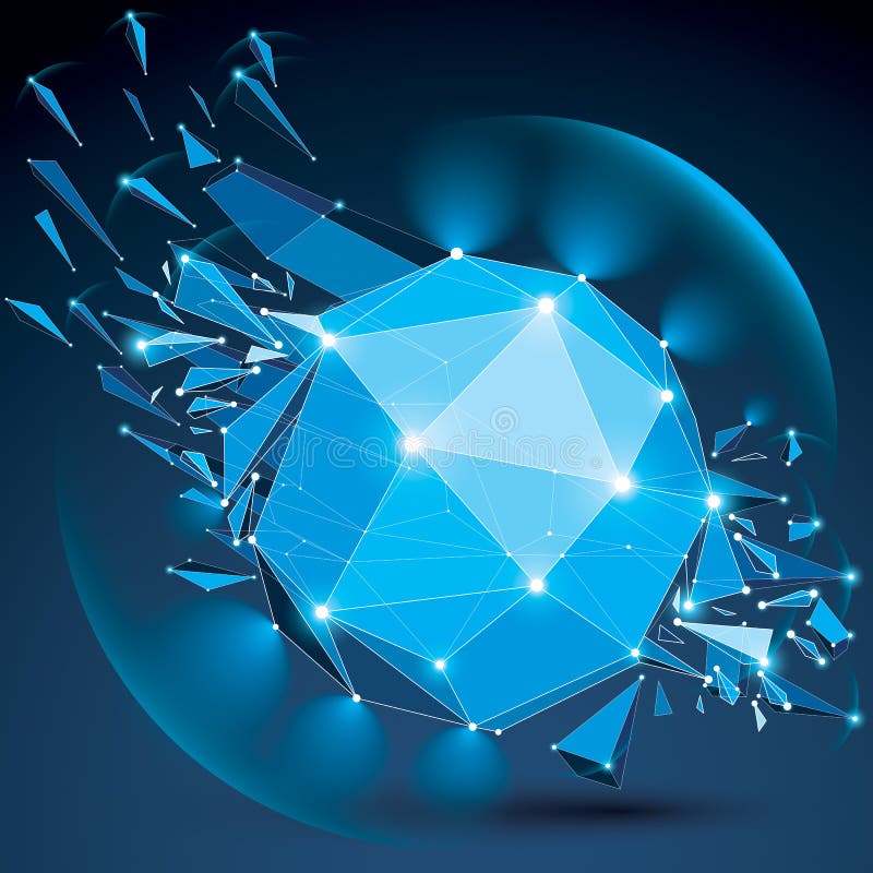 3d Vector Low Poly Complicated Object with Sparkles and Lens Cir Stock ...