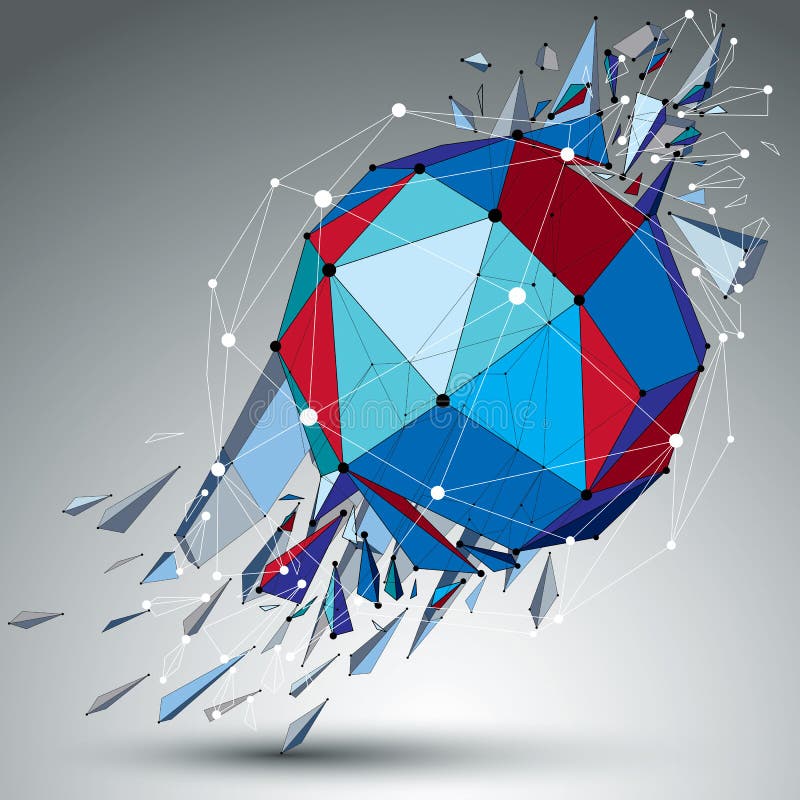 3d Vector Low Poly Object with Connected Black and White Lines a Stock ...