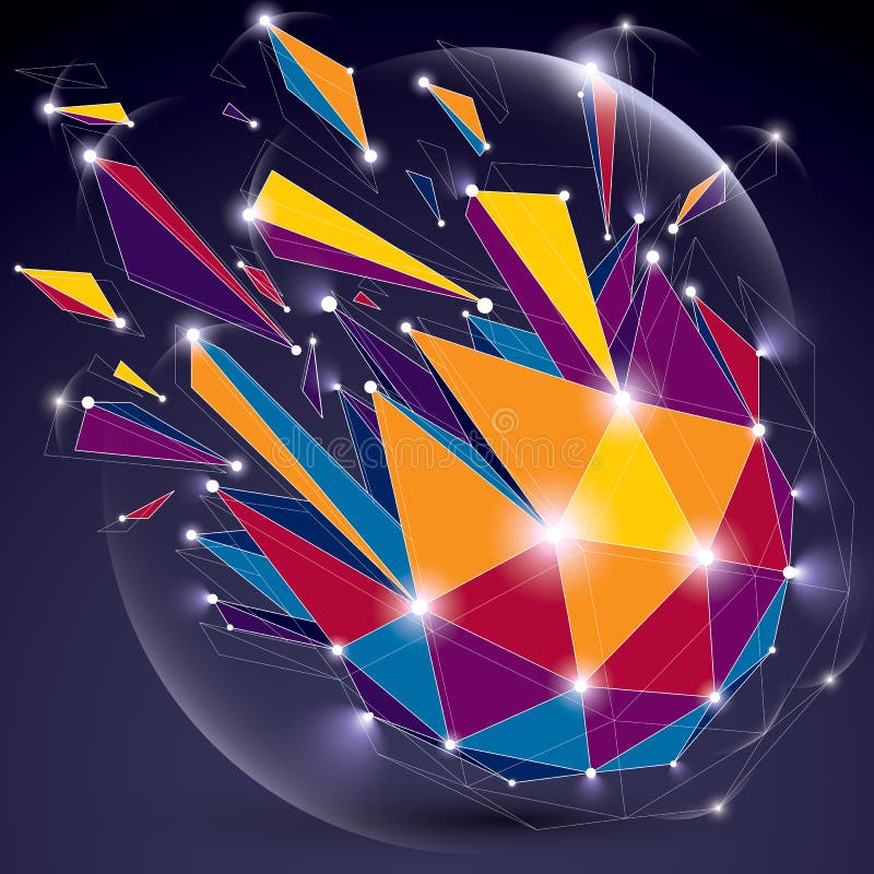 3d Vector Low Poly Object with Sparkles, White Connected Lines a Stock ...