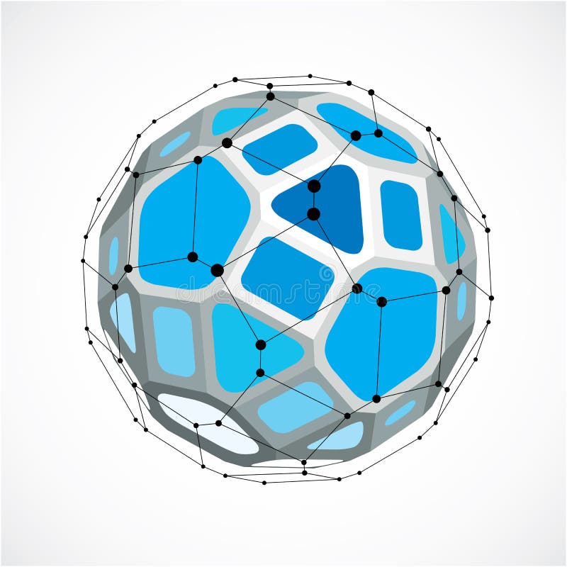 3d Vector Low Poly Spherical Object with Black Connected Lines a Stock ...