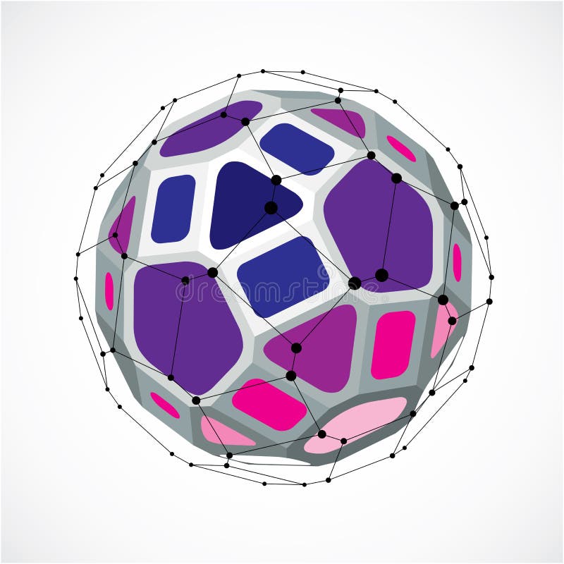 3d Vector Low Poly Spherical Object with Black Connected Lines a Stock ...