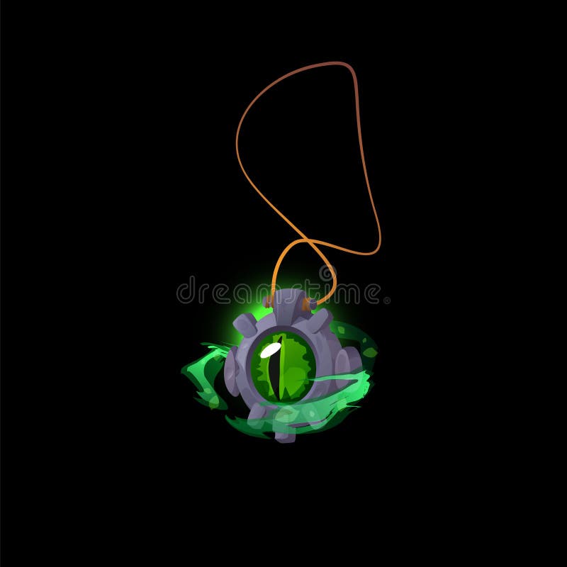 3D Vector Magic Amulet with Glowing Green Eye on Isolated Background ...