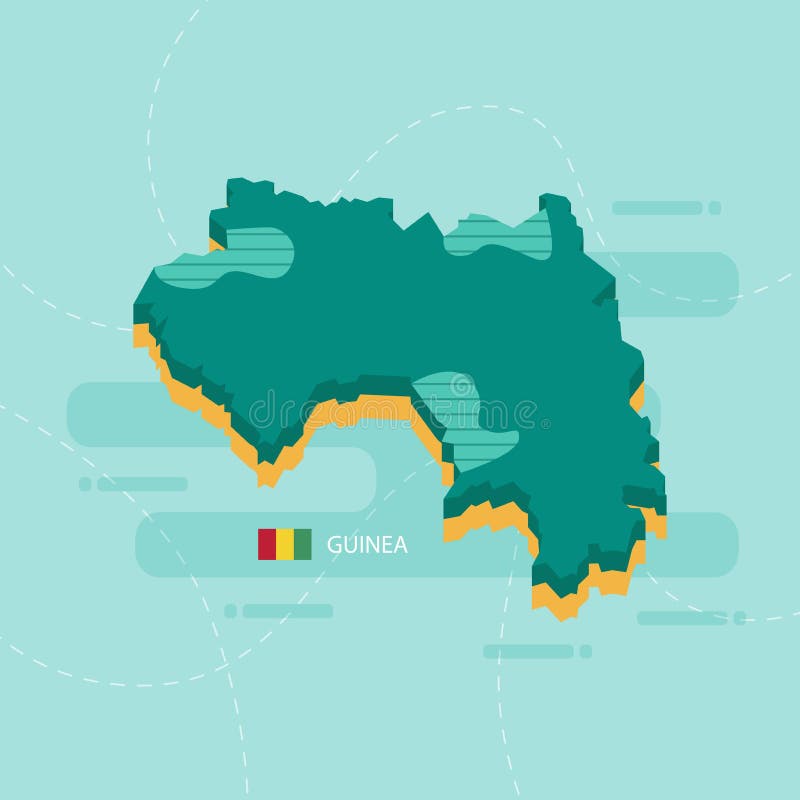 3d Vector Map of Guinea with Name and Flag of Country Stock Vector ...