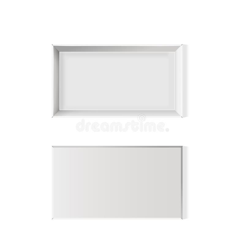 3d Vector Mockup of White Rectangular Carton Box Top View. Realistic ...