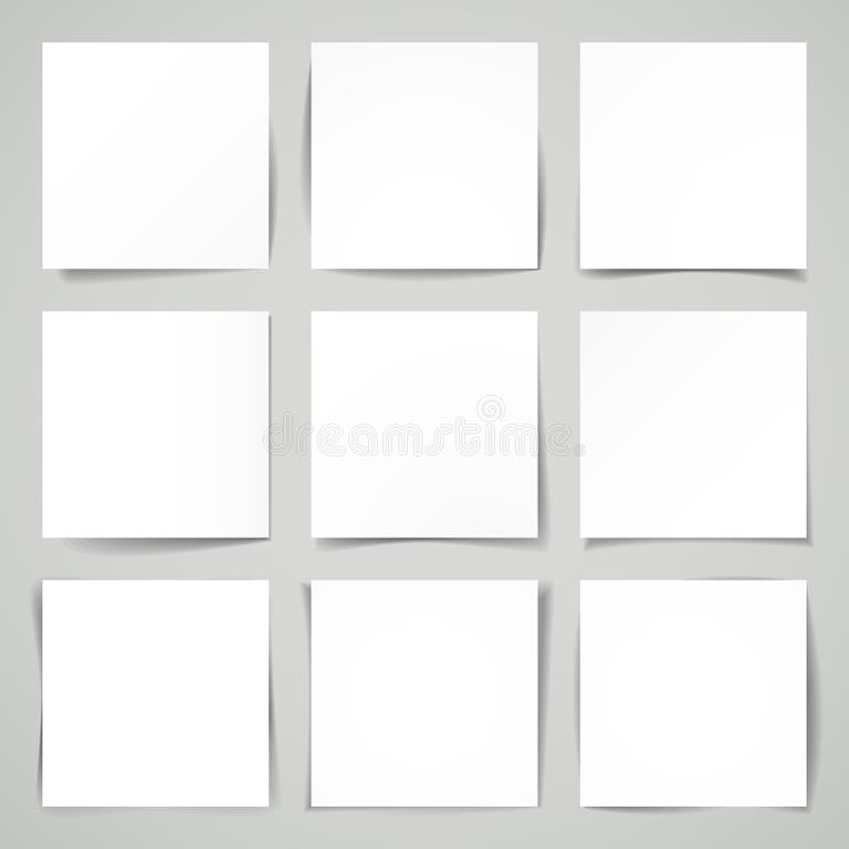 3d Vector Nine Squares of Blank Paper Stock Vector - Illustration of ...