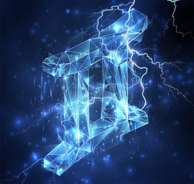 3d Vector Object on a Background of Blue Sky. Lightning and Thunder ...