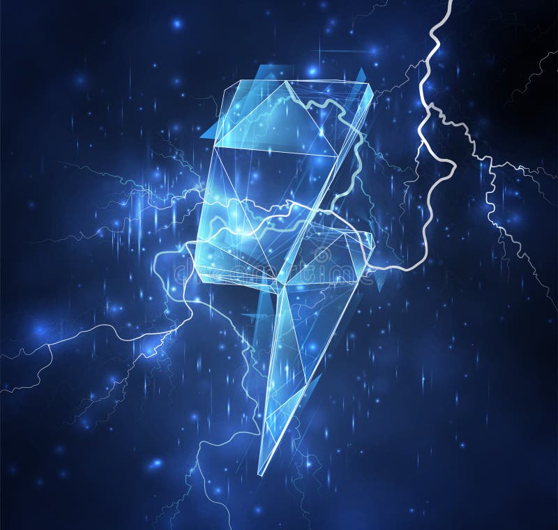 3d Vector Object on a Background of Blue Sky. Lightning and Thunder ...