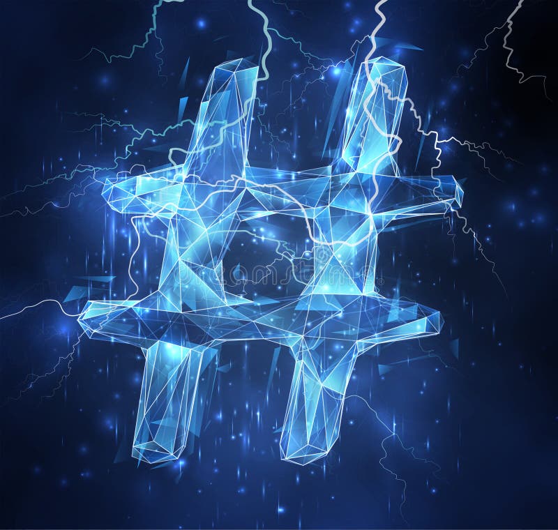 3d Vector Object on a Background of Blue Sky. Lightning and Thunder ...