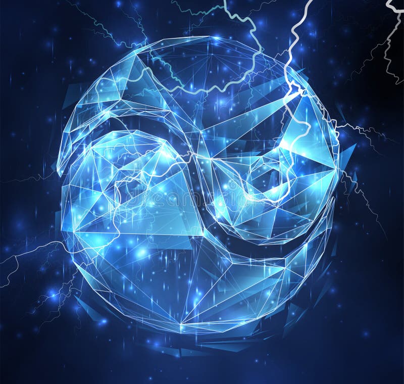 3d Vector Object on a Background of Blue Sky. Lightning and Thunder ...